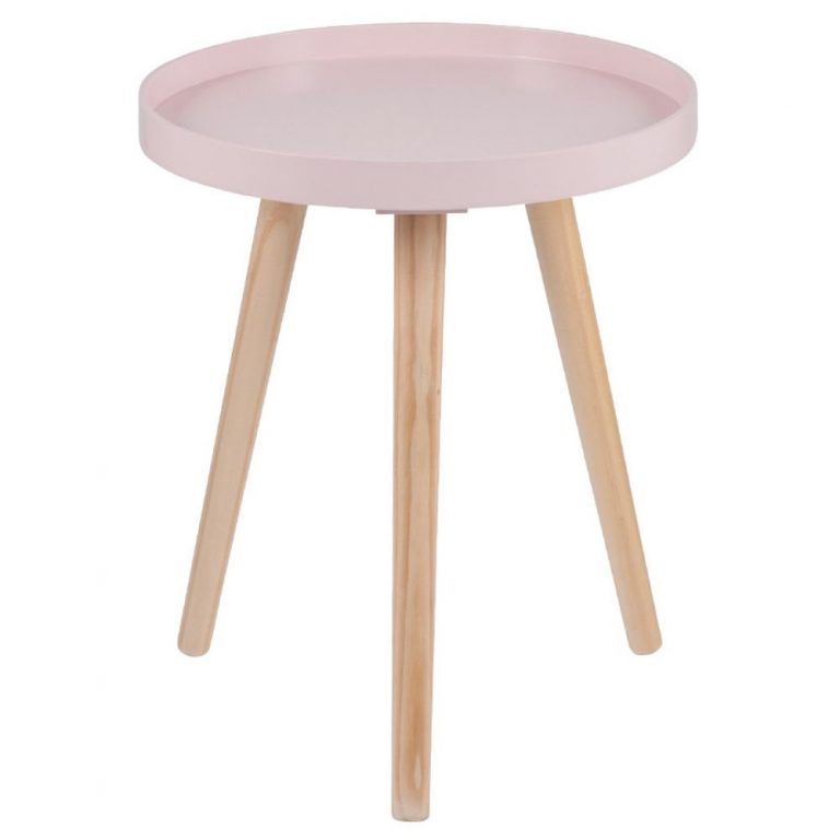Pink MDF & Natural Pine Wood Round Table - Allens