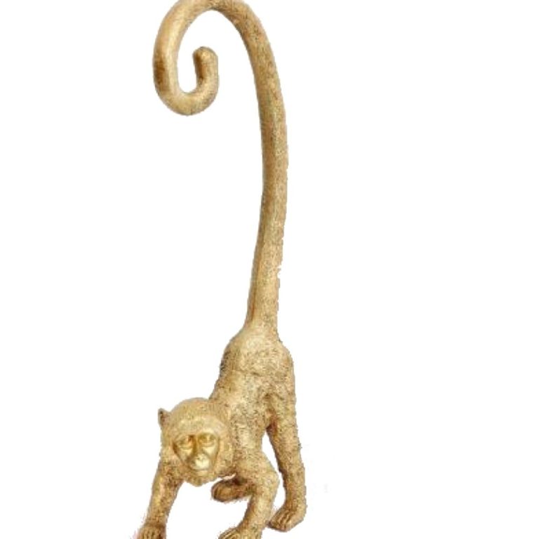 Curly Tailed Monkey Gold Colour H43cm - Allens