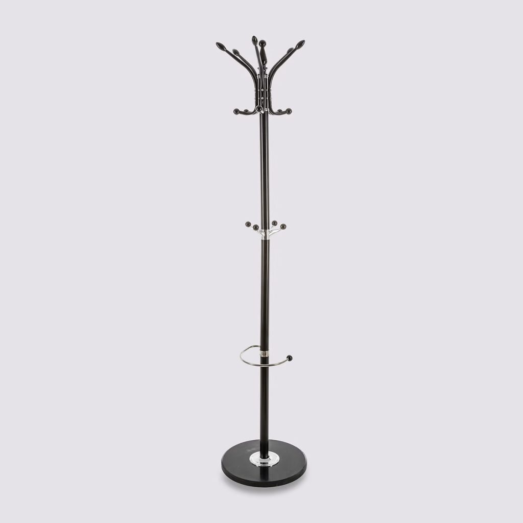 Black Metal Coat Stand with Marble Base - Allens