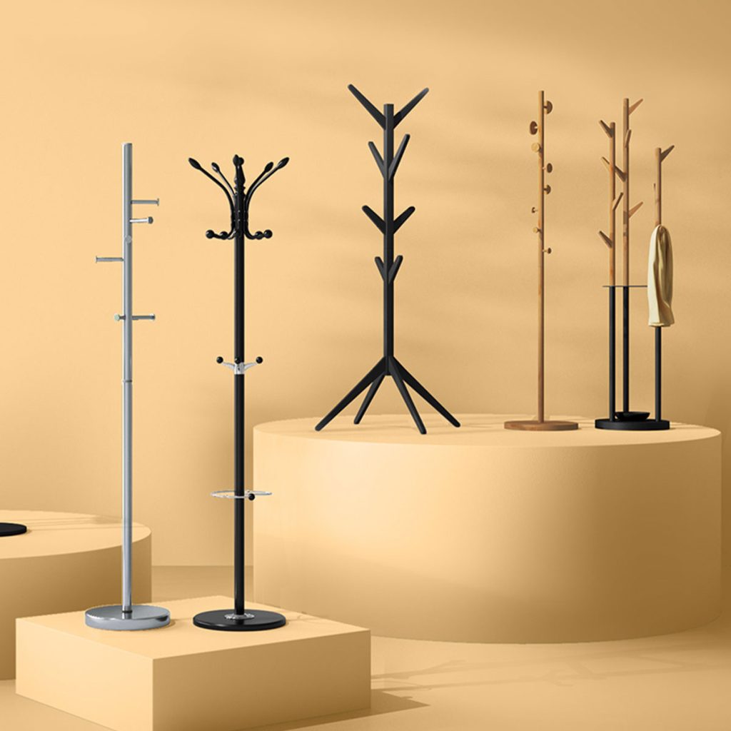 Black Metal Coat Stand with Marble Base - Allens